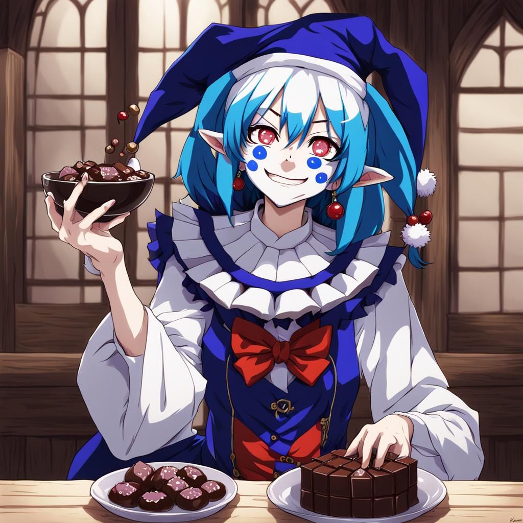 choc eating jester - AI Generated Artwork - NightCafe Creator