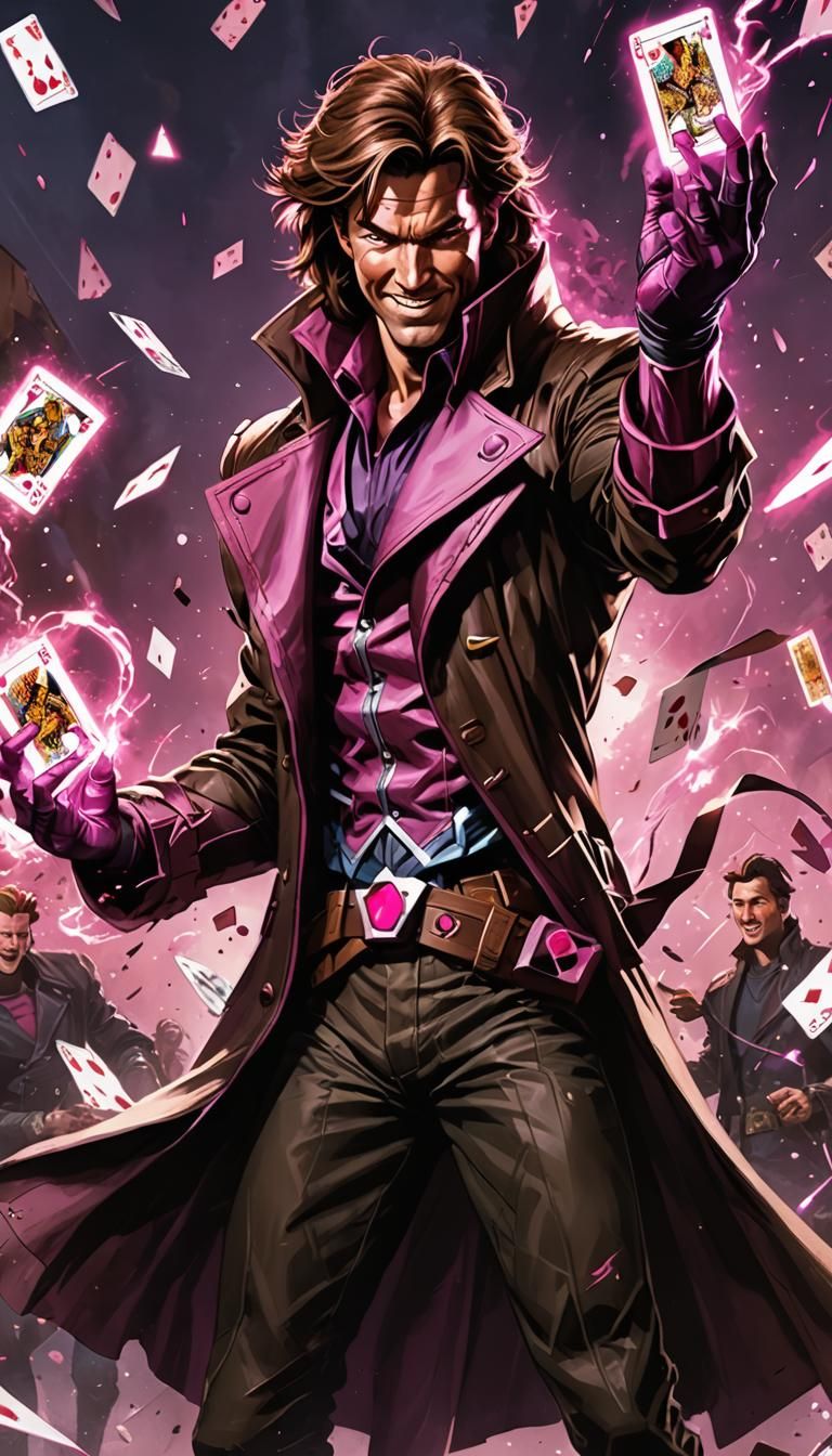 A digital illustration of Gambit from marvels x-men, charging a hand of ...