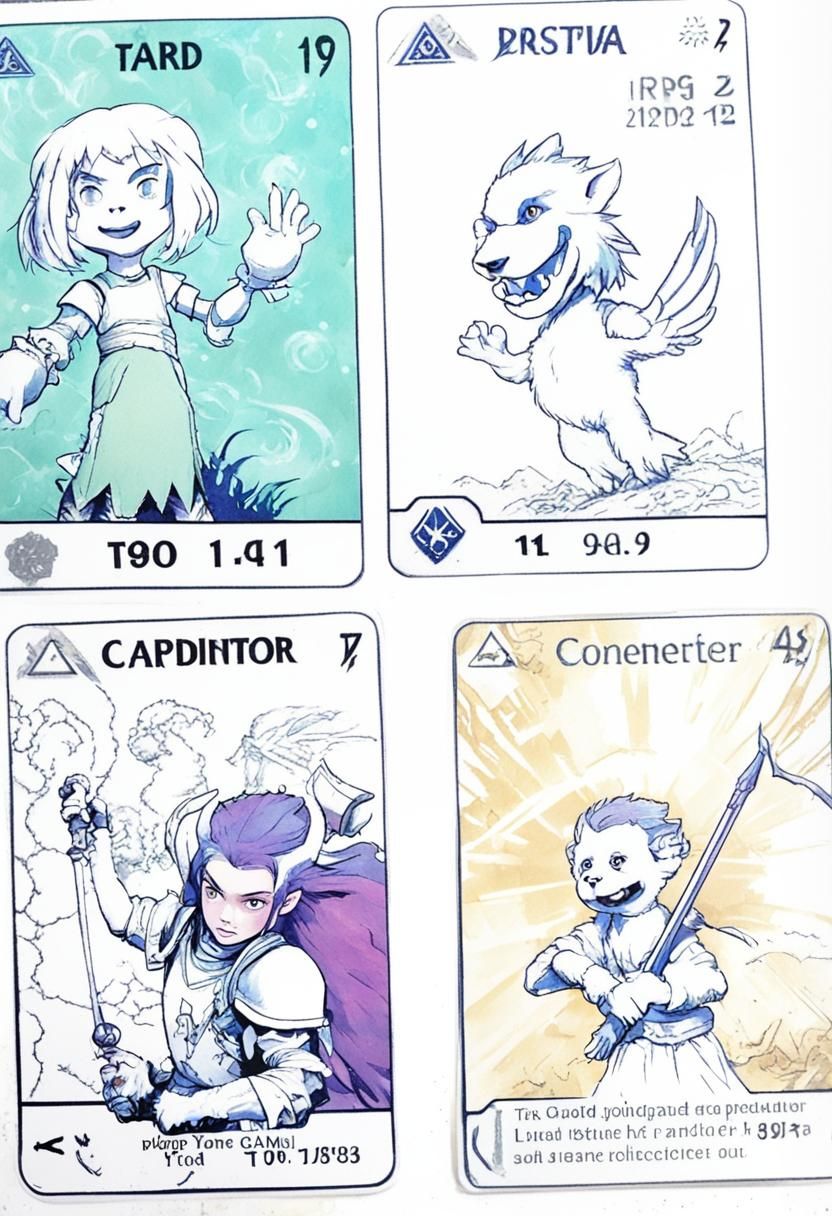 Four Gaming collectable cards from a rpg parlor game type of MTG - AI ...
