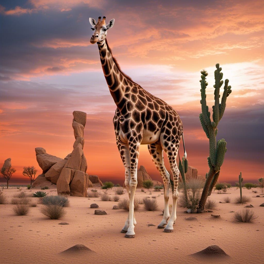 Desert Giraffe - AI Generated Artwork - NightCafe Creator