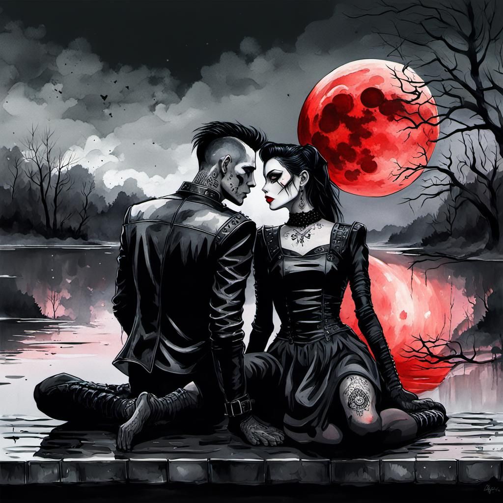 Gothic men and a beautiful gothic girl - AI Generated Artwork - NightCafe Creator