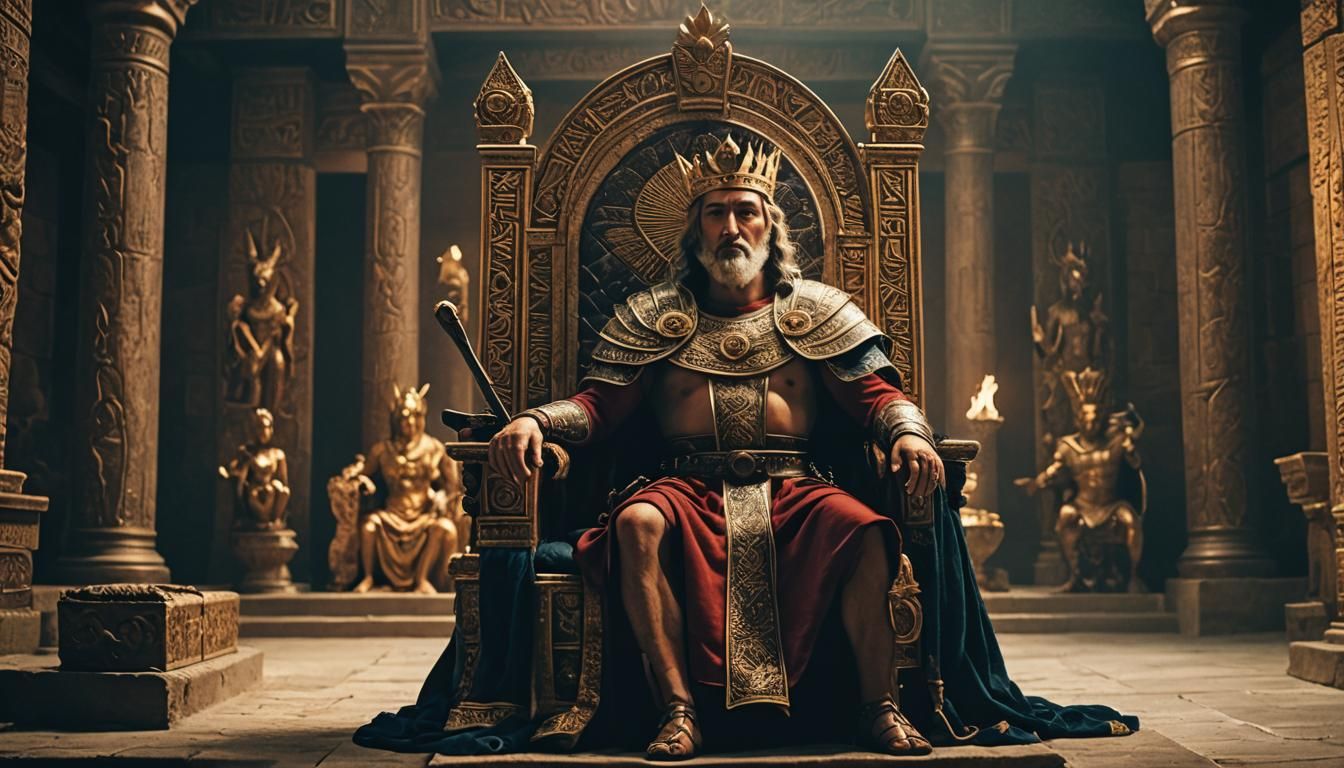 king Minos on his throne in his palace at Knossos - AI Generated ...