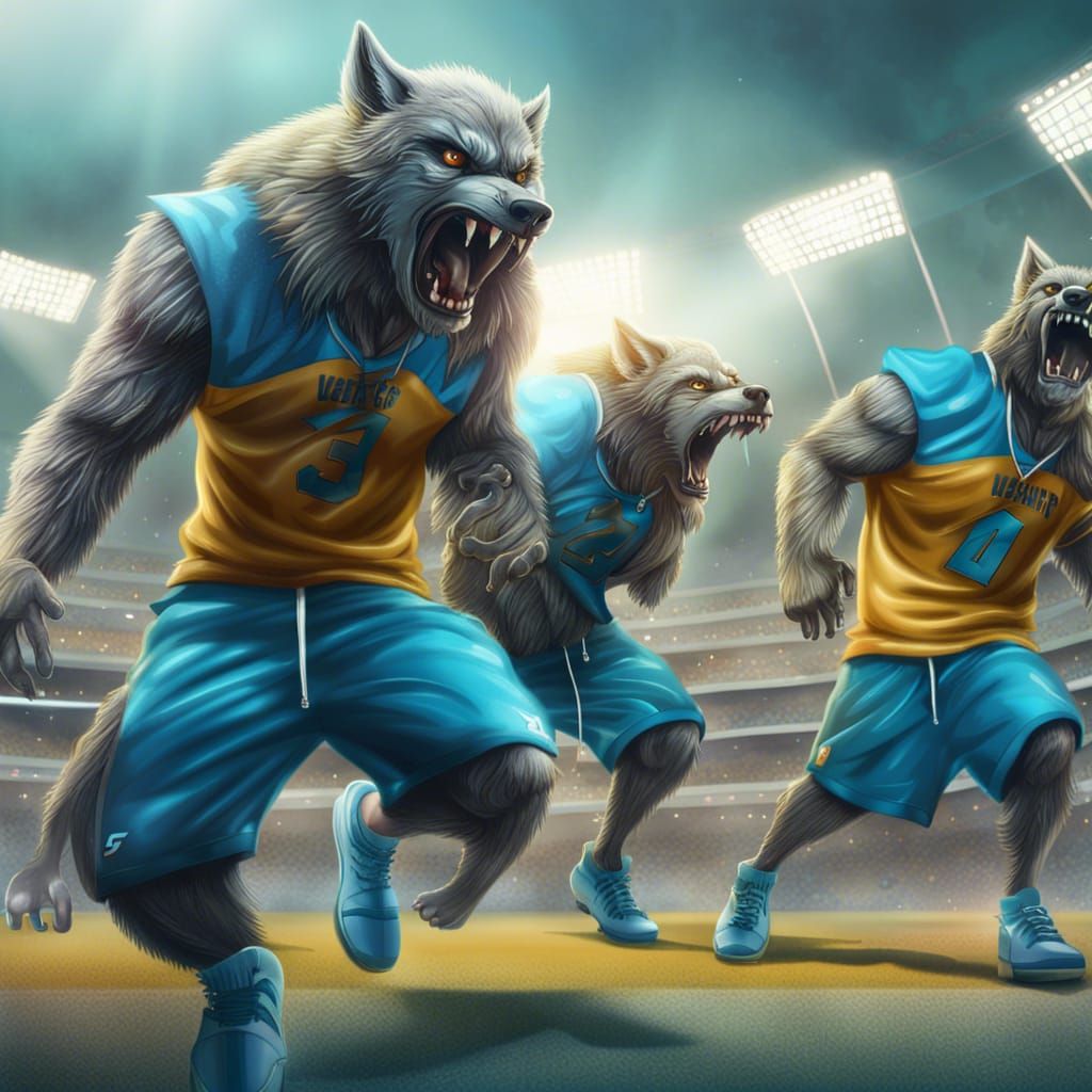 wolves playing SPORTS - AI Generated Artwork - NightCafe Creator