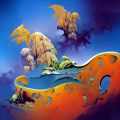 An island in space by Roger Dean - AI Generated Artwork - NightCafe Creator