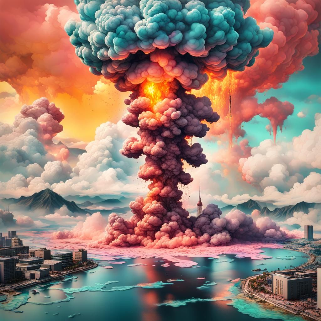 Hiroshima nuclear bomb,art, Pastel Color water ink, Pastel Color ink ...