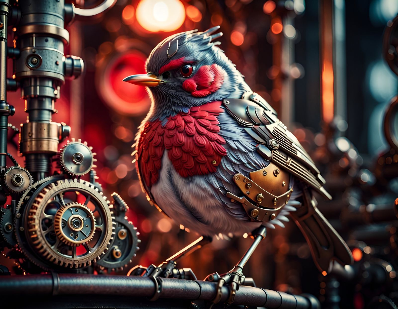 A Slightly Steampunk Robin - AI Generated Artwork - NightCafe Creator