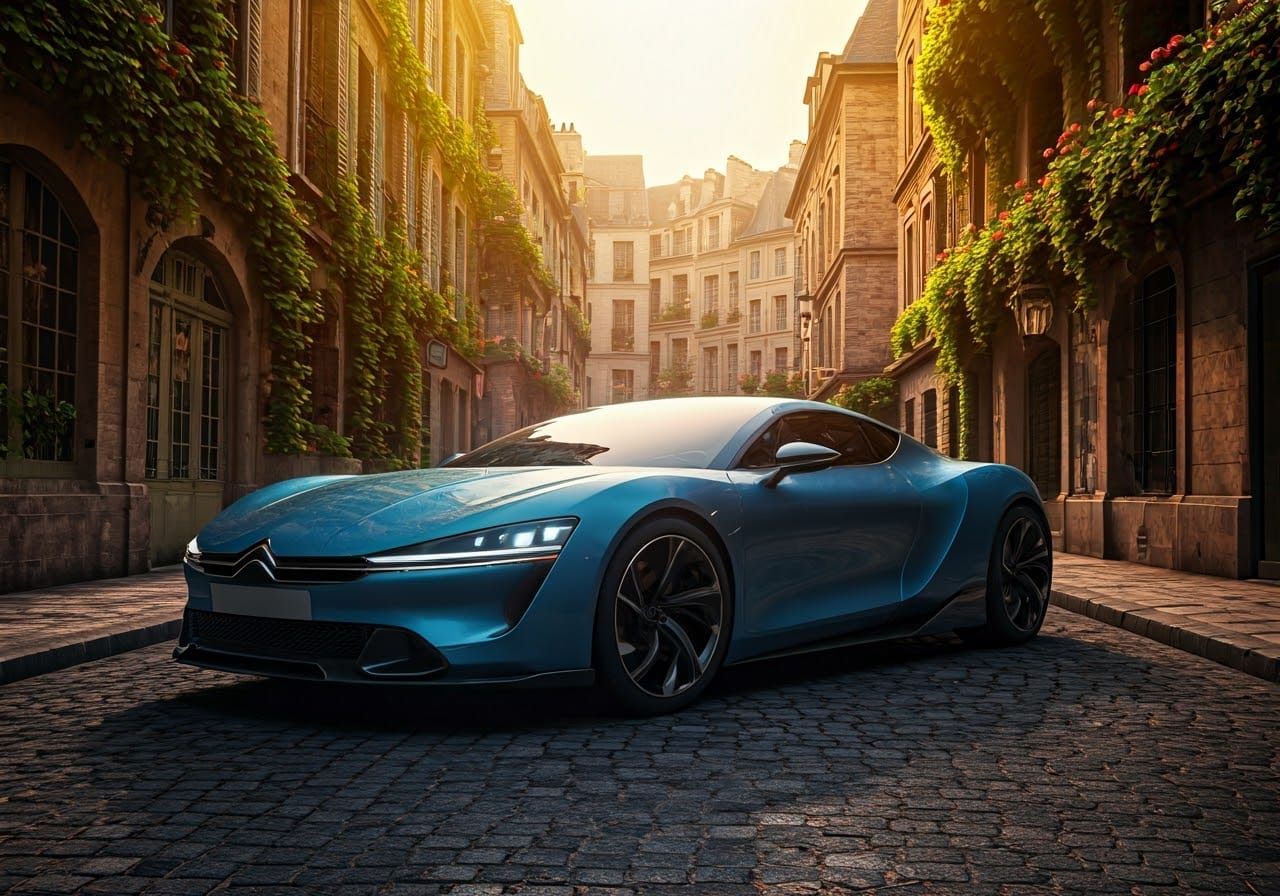 Sleek Solarpunk Citroën C6 Super car in French Cit... - AI Art