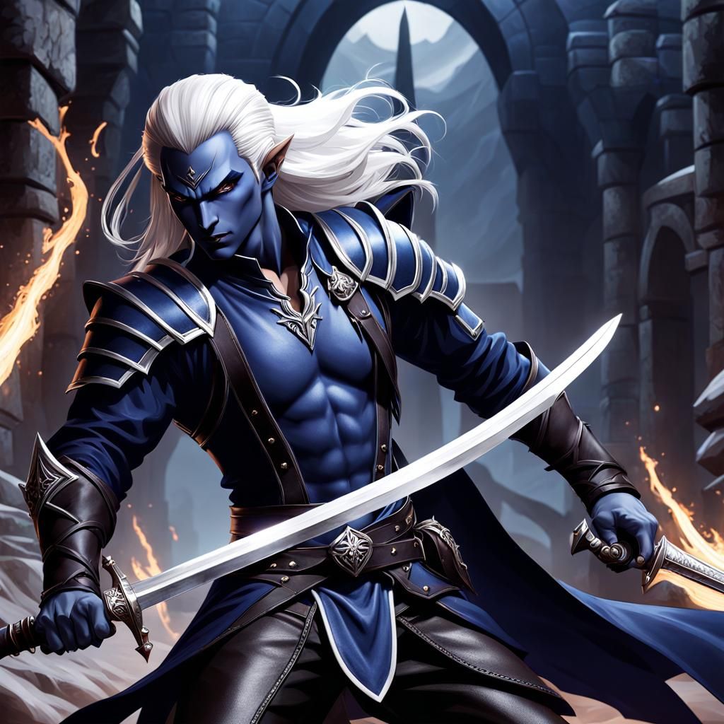 Blademaster Drow Male #5 - AI Generated Artwork - NightCafe Creator