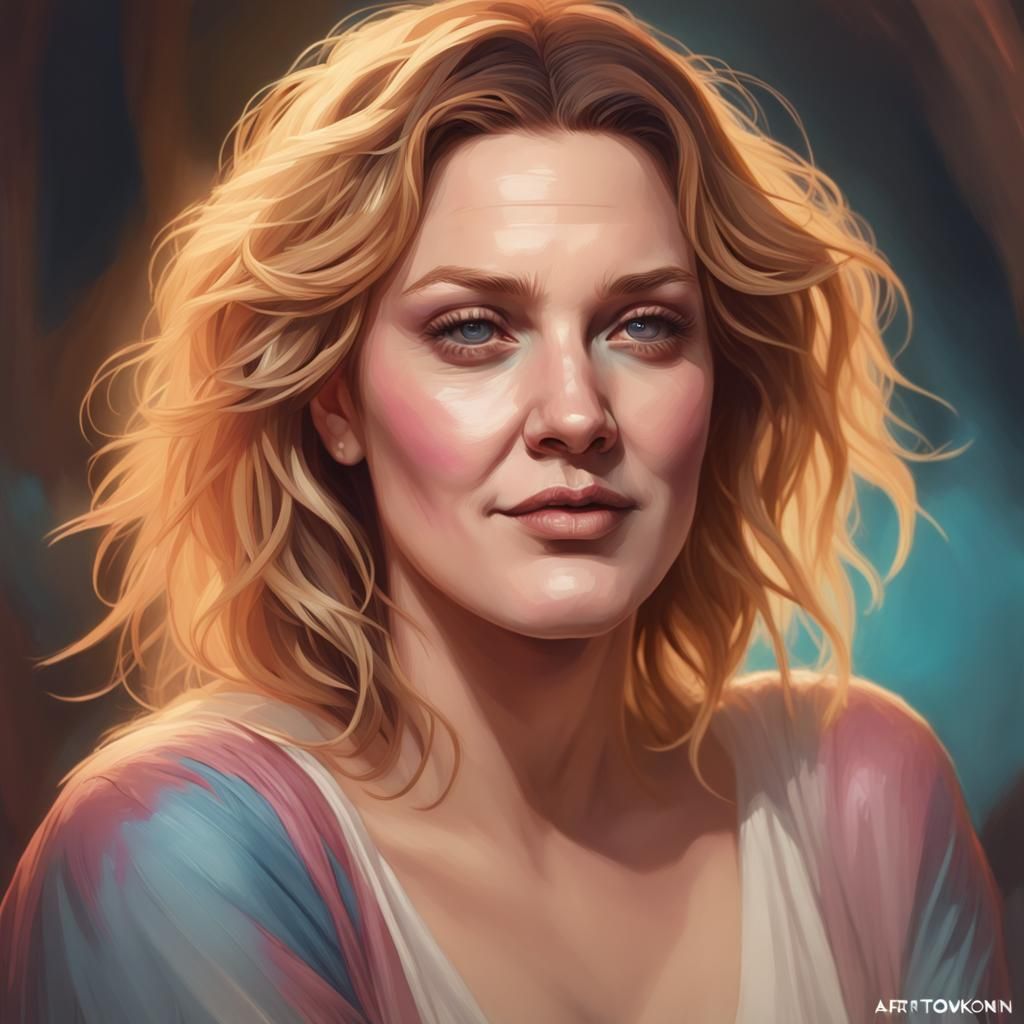 Portrait of Drew Barrymore, head and shoulders portrait, 8k resolution concept art portrait by ...