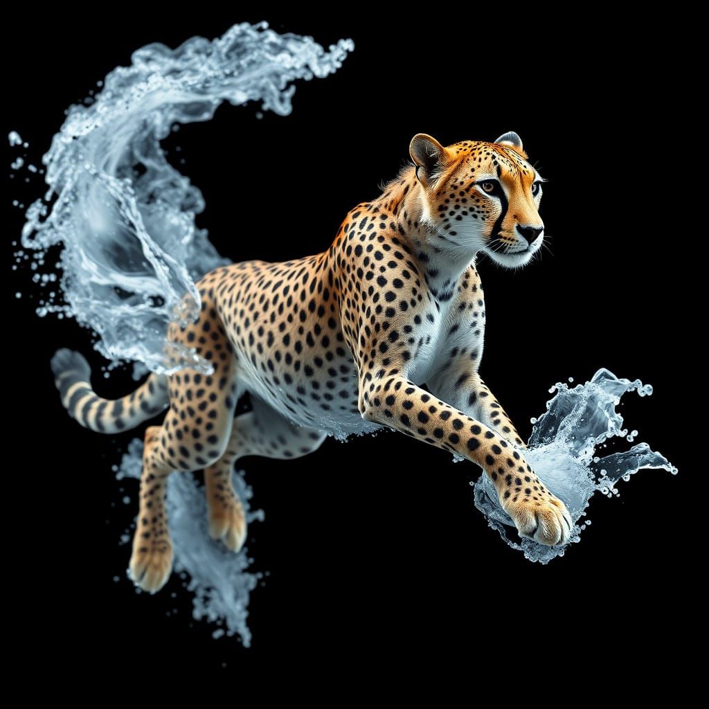 /imagine "Create a dynamic and realistic depiction of a cheetah made ...