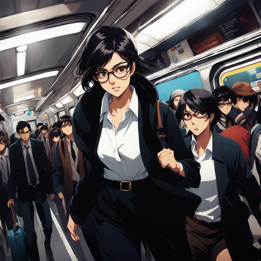 Woman Running on a Subway. - AI Generated Artwork - NightCafe Creator