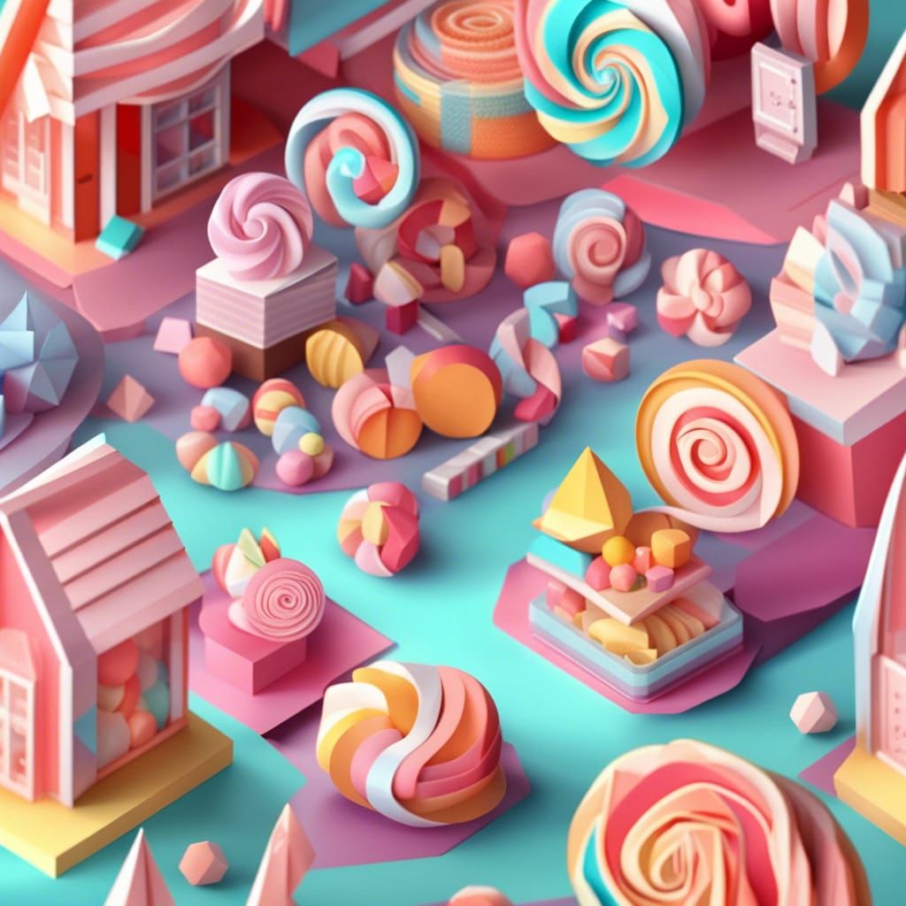 Candy store 3D isometric - AI Generated Artwork - NightCafe Creator