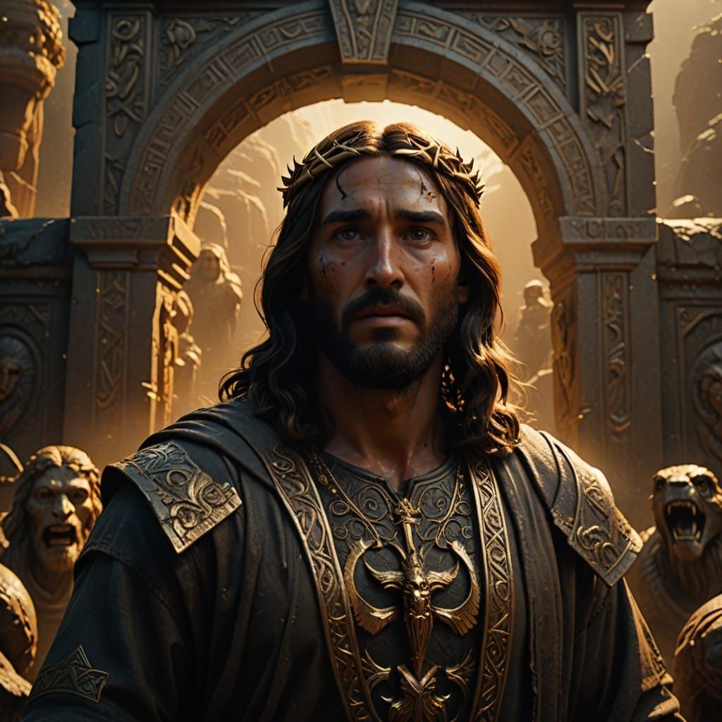 Jesus Christ Emerging from the Tomb in a Cinematic... - AI Art