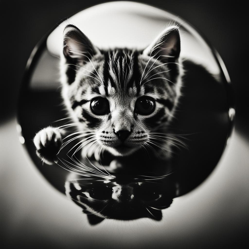 A black and white portrait of a kitten - AI Generated Artwork - NightCafe Creator