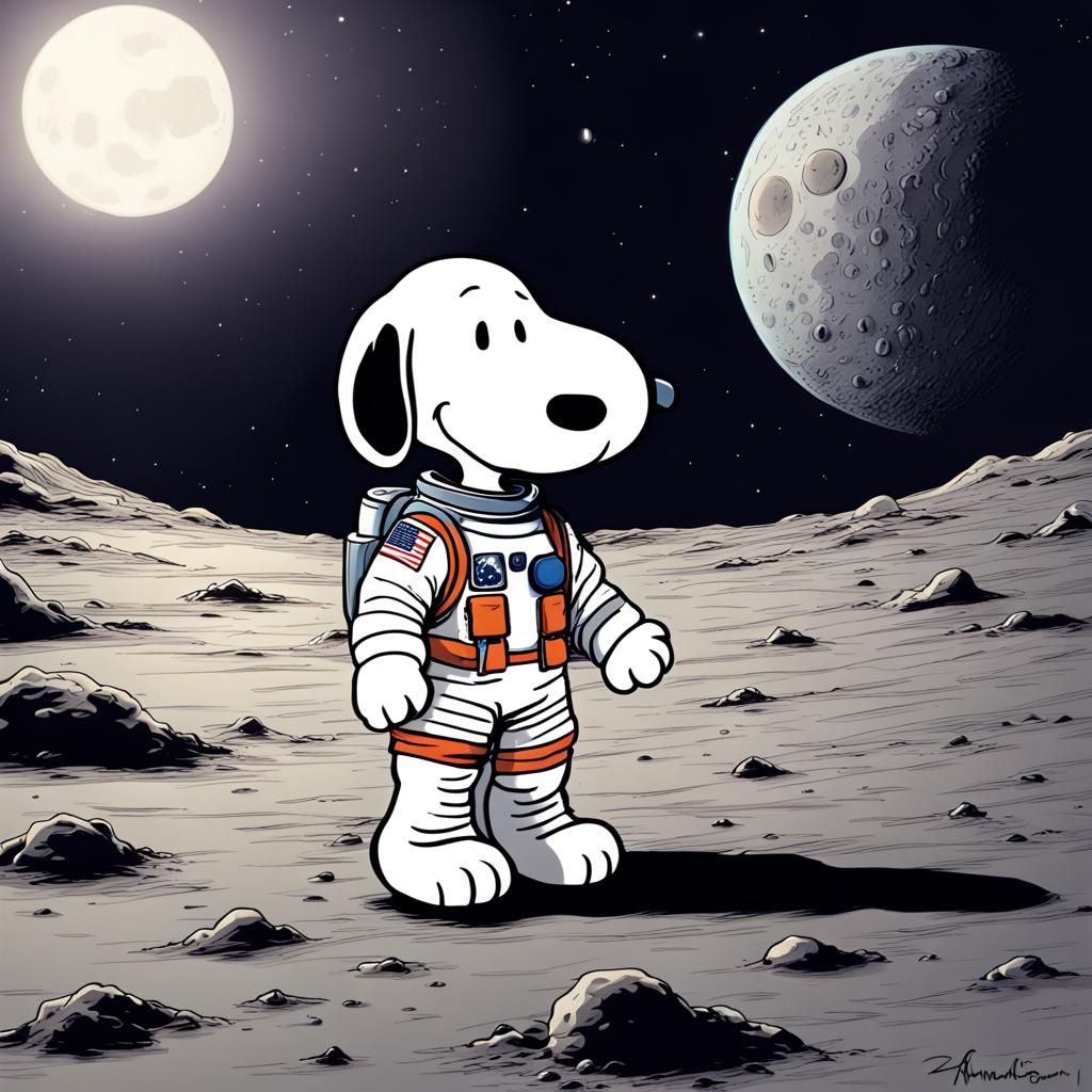 Astronaut Snoopy on the Moon - AI Generated Artwork - NightCafe Creator
