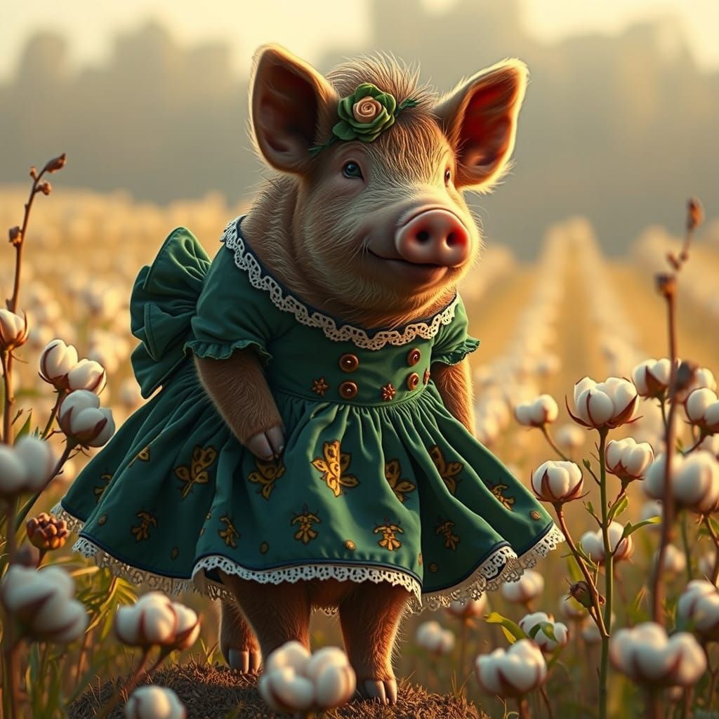 02 Hog Scarlett - Realistic Hog in Scarlett O'Hara's Dress a...