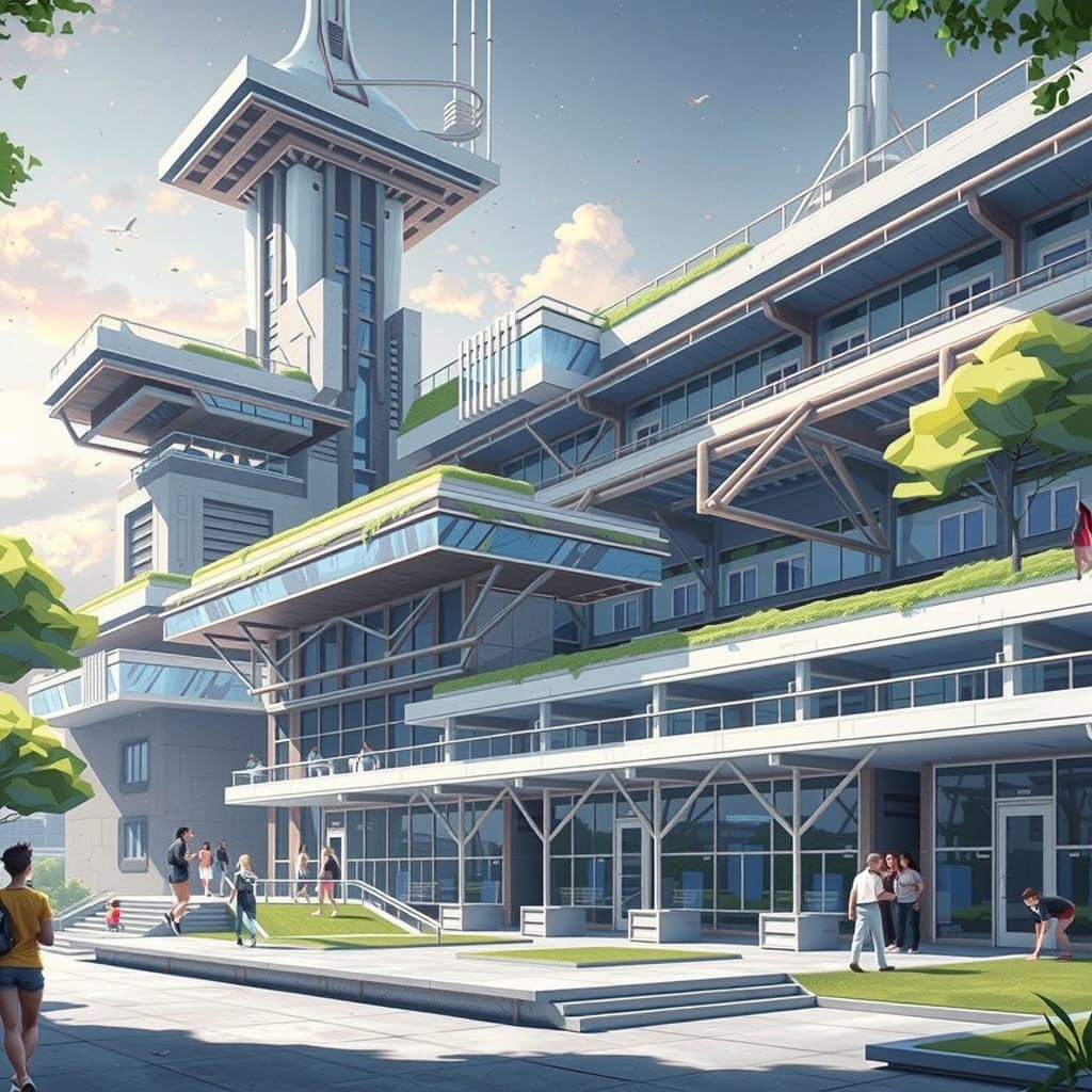 Futuristic College Campus: Hyperrealistic Concept ... - AI Art