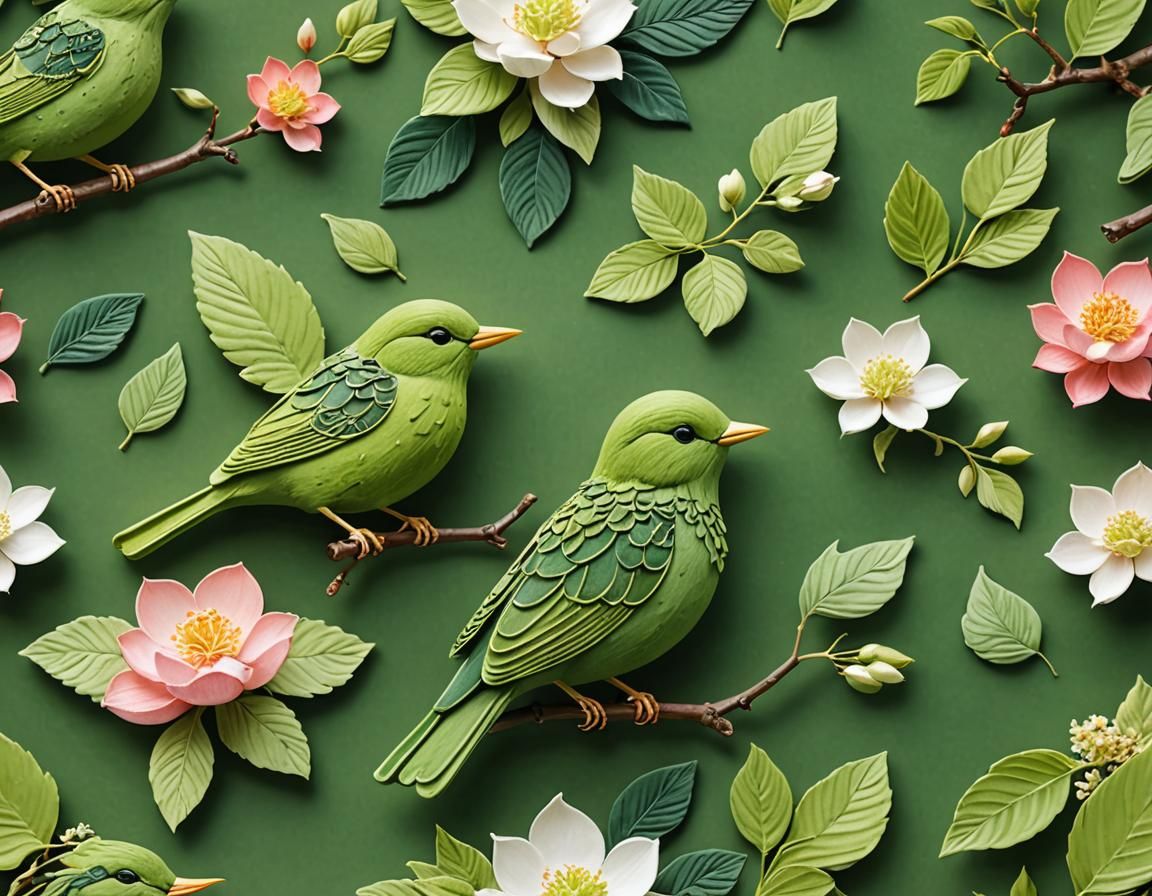 Picture of an enchanting Matcha birds - AI Generated Artwork ...