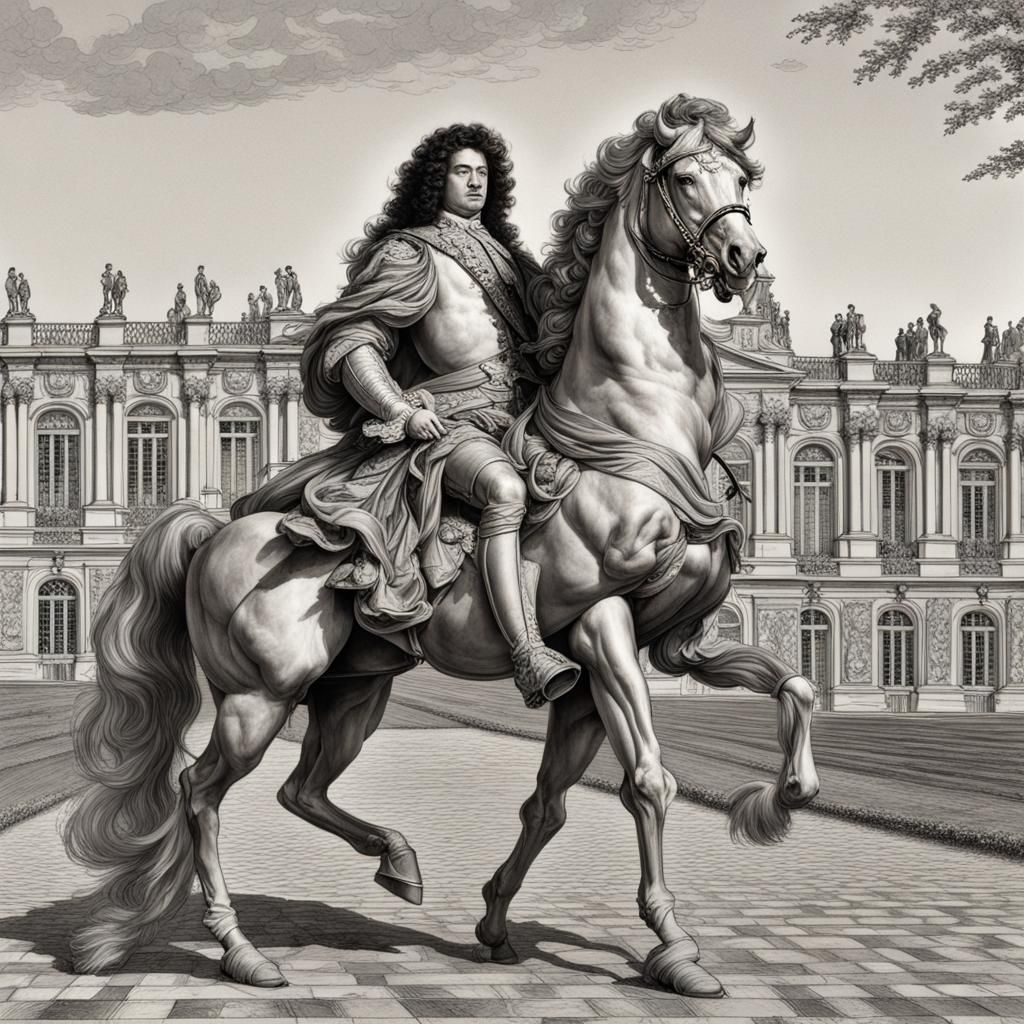 Louis XIV in front of the Versailles' Palace - AI Generated Artwork ...