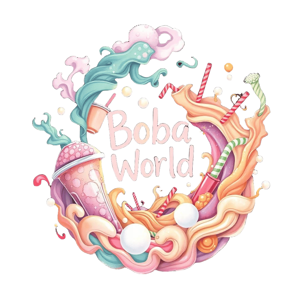 Dreamy Boba World Logo with Whimsical Vortex of Pa... - AI Art