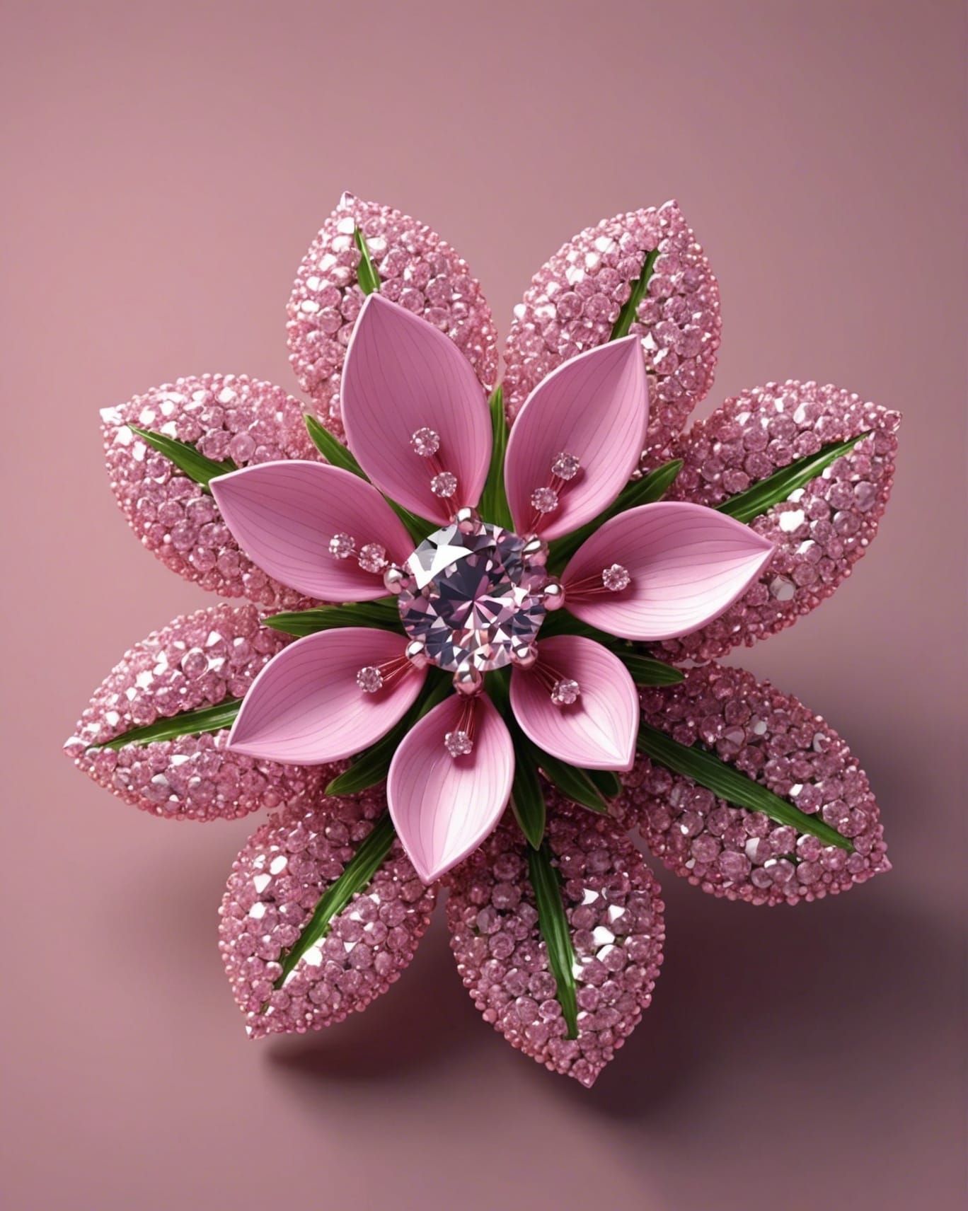The concept of nature and animals. The pink diamond flower has ...