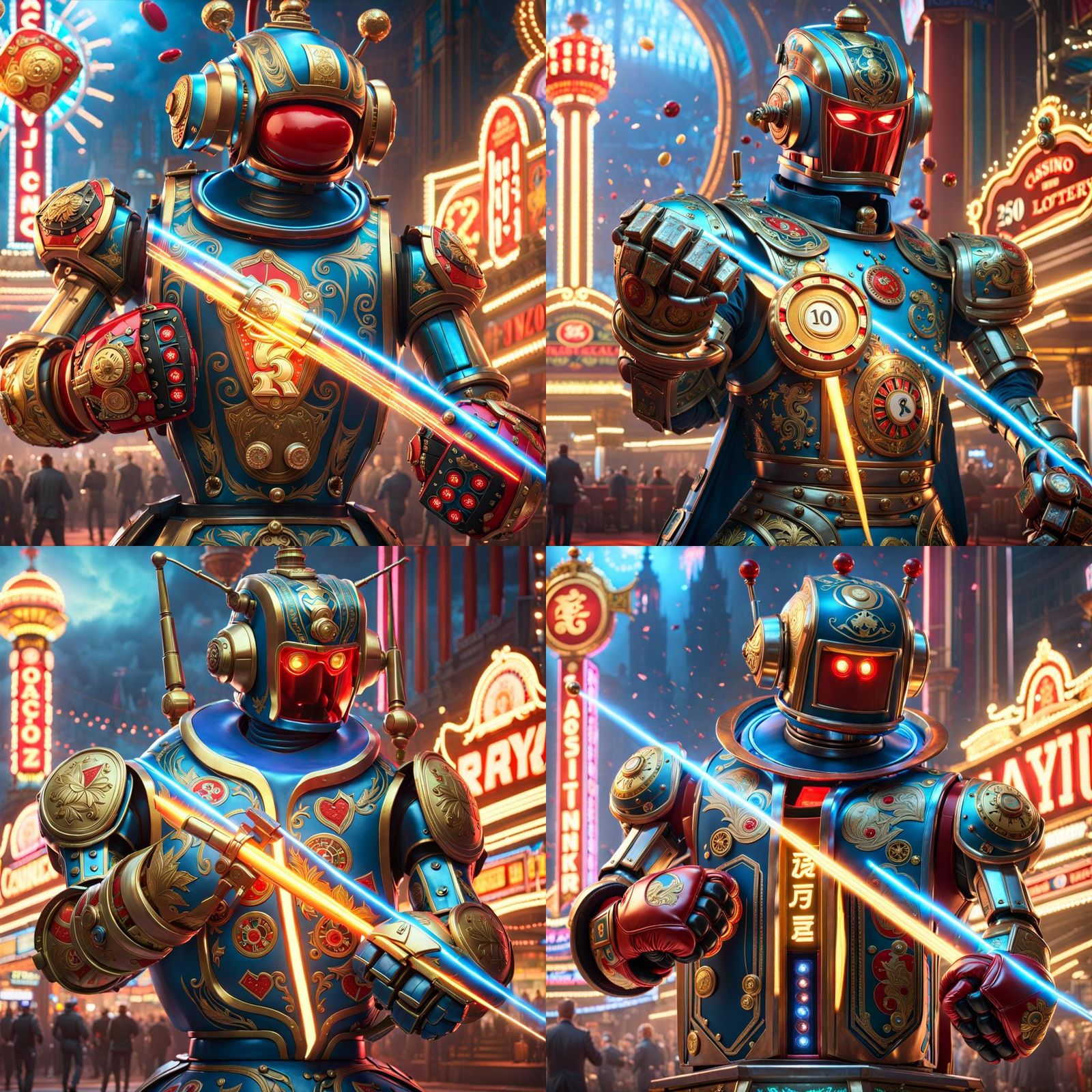 "Casino Lottery Slot Machine boxing robot with boxing gloves in a ...