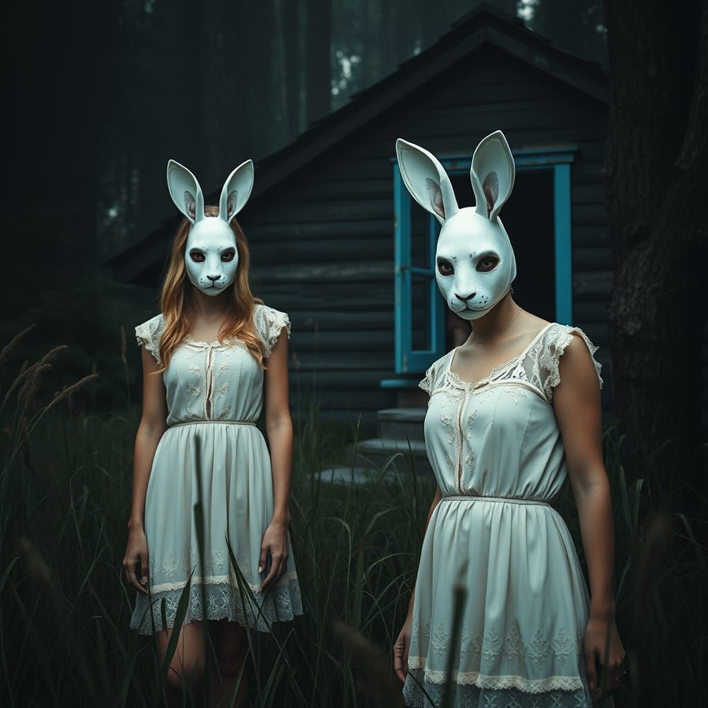 rabbit mask - Ethereal Forest Encounter in White Rabbit Mask...