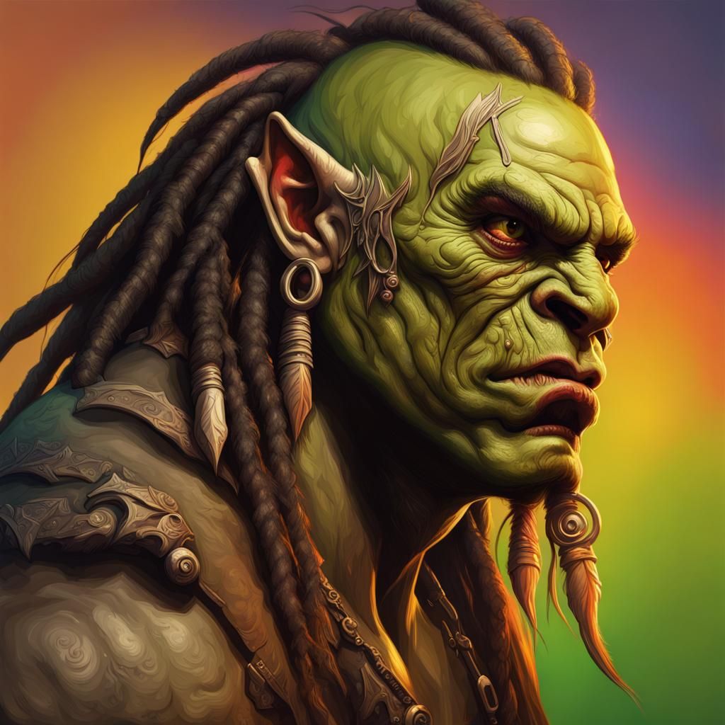 a portrait of an orc with fine-tuned details and dreadlocks - AI ...