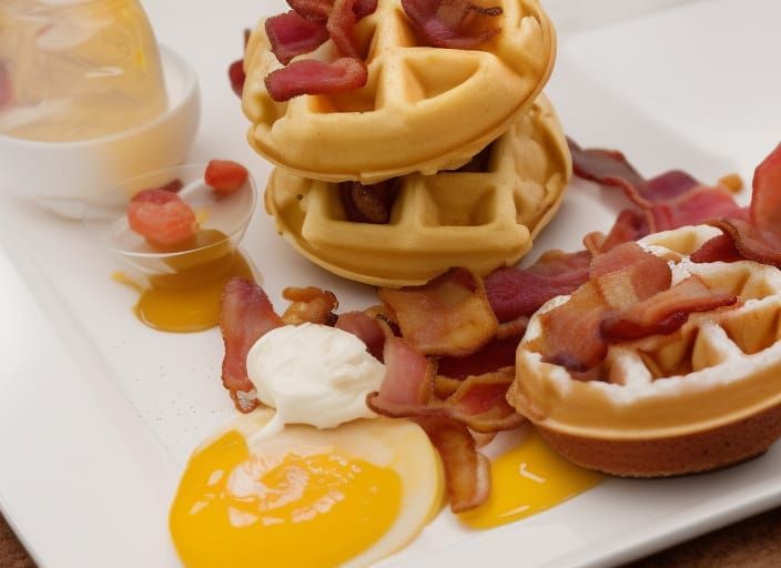 Mini waffles, eggs, and bacon bits! - AI Generated Artwork - NightCafe ...