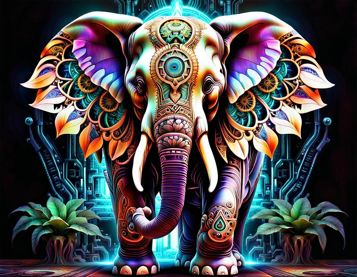 Elephant in cyber motif , 26mar24 - AI Generated Artwork - NightCafe ...