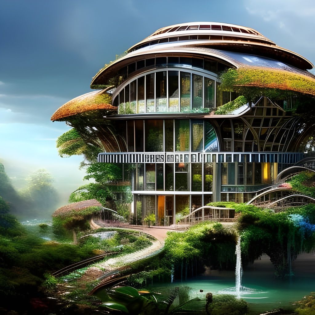 Solarpunk Glass Garden Library - AI Generated Artwork - NightCafe Creator