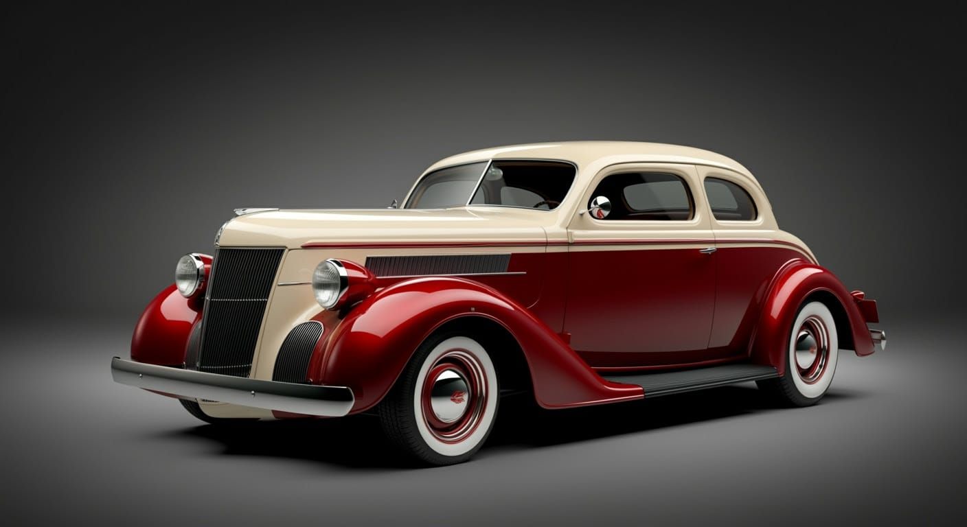American Muscle Car in Vintage Modern Style - AI Art