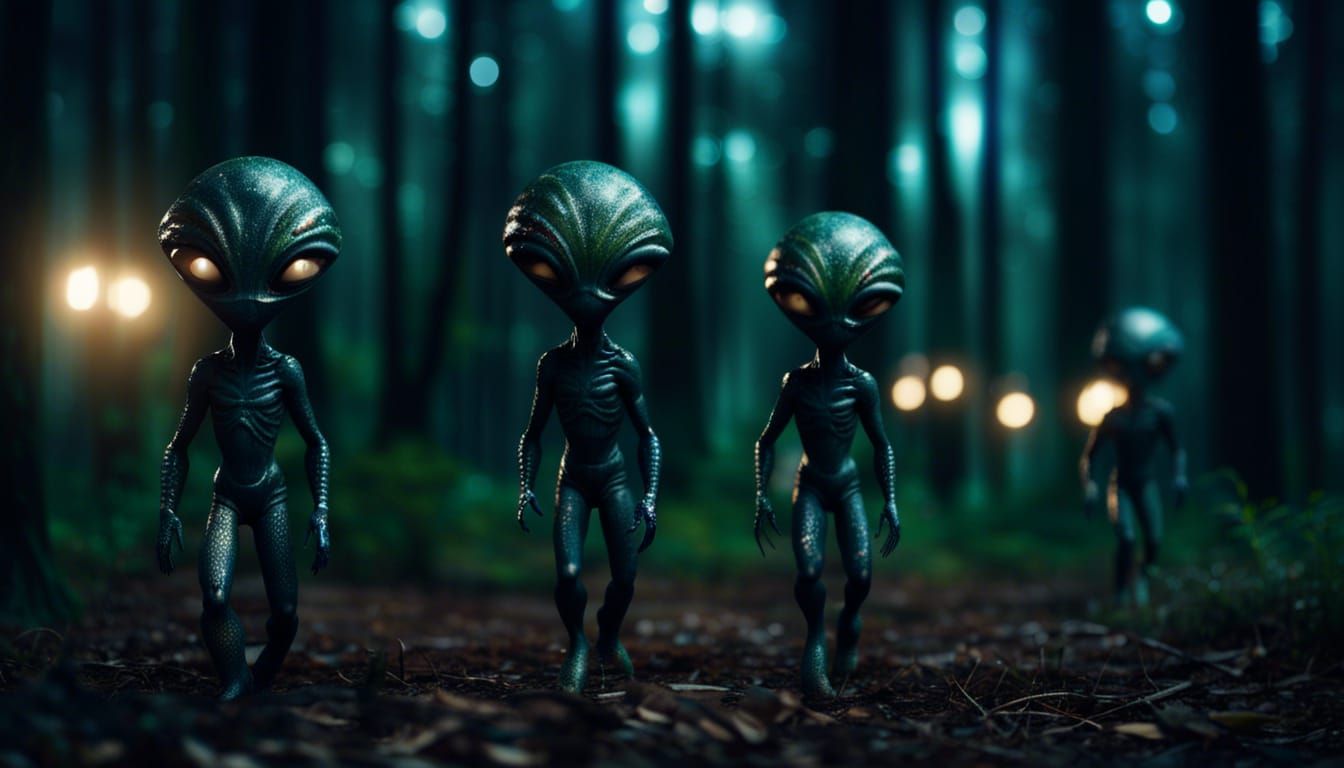Aliens in the forest - AI Generated Artwork - NightCafe Creator