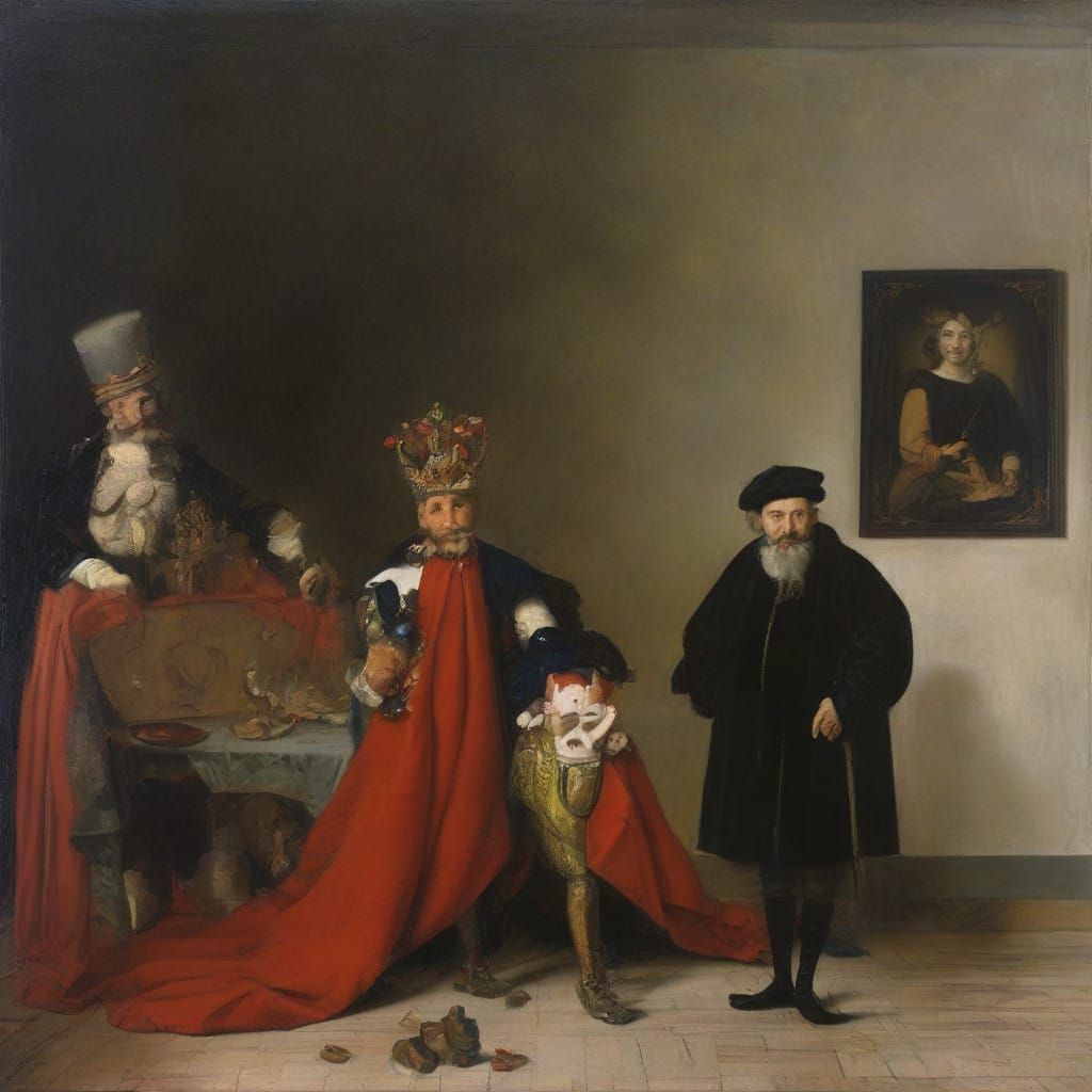 Surrealist Painting with Mickey Mouse Shadow in th... - AI Art