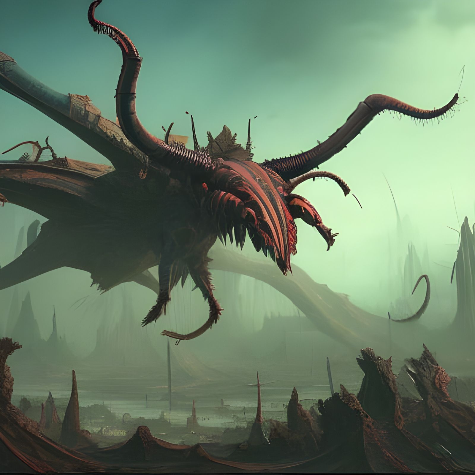 deformed giant bugs in abandoned blood city - AI Generated Artwork ...