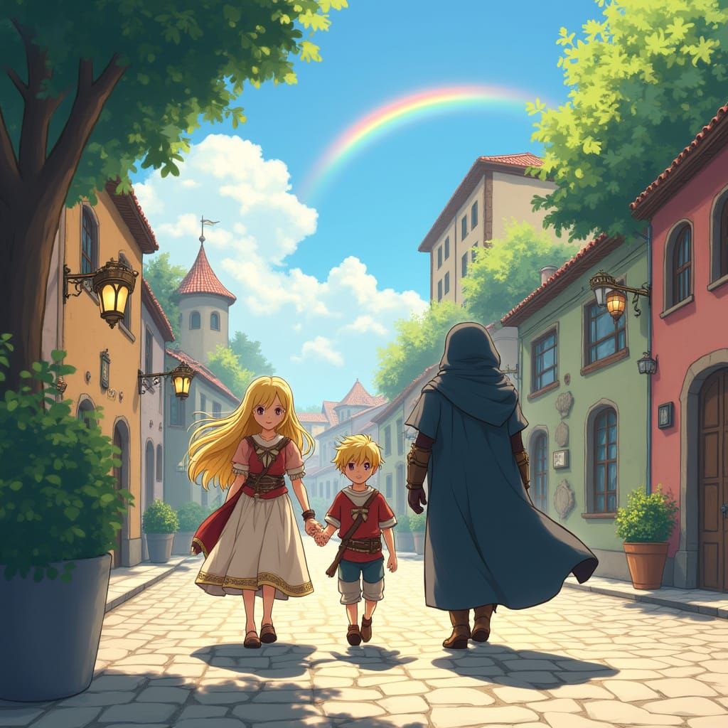 Medieval Anime Scene with Fluid Character Movement - AI Art