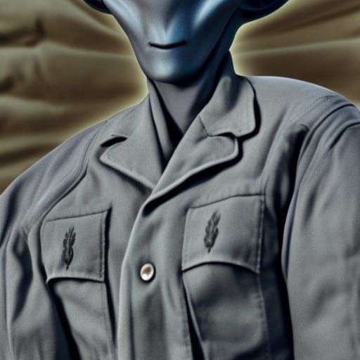 Grey Alien wearing 1994 Army Uniform Fatigues - AI Generated Artwork ...