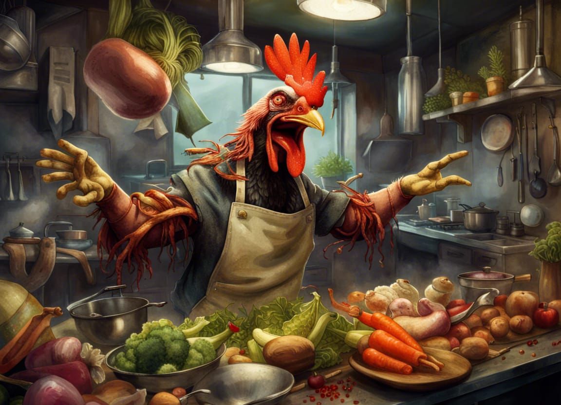 Rooster chef - AI Generated Artwork - NightCafe Creator