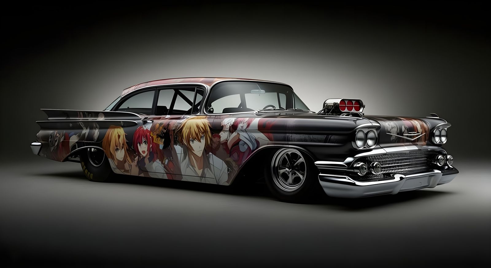 Vintage Dragster Hot Rod Concept Car in Anime Styl... - AI Art