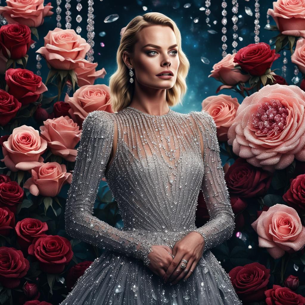 Margot Robbie in Diamonds & Roses - AI Generated Artwork - NightCafe Creator