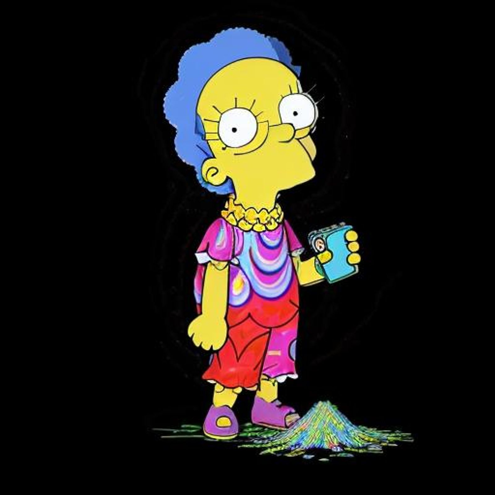 Psychedelic drawing of Marge Simpson alien war - AI Generated Artwork ...