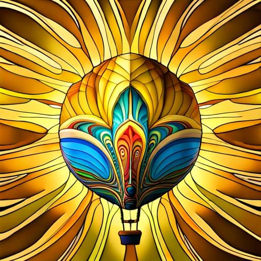 yellow submarine hot air balloon abstract vector fractal, wave function ...