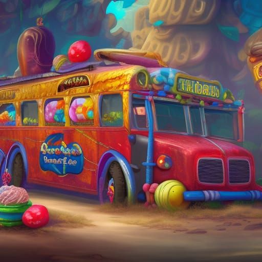 candy bus - AI Generated Artwork - NightCafe Creator
