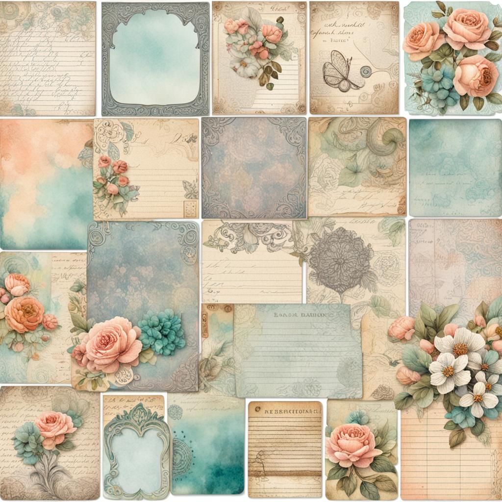..in png format Collection of vintage square journal cards, vintage ...