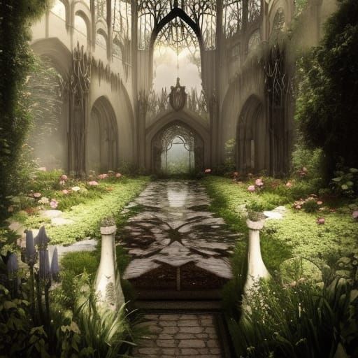 Ethereal gothic Garden with Natural oasis in the middle& gothic vibes ...