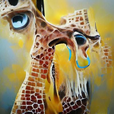 Giraffe crying with happiness acrylic art detailed painting trending on ...