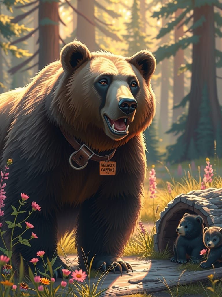 Sugar Bear ready to see his cubs. - Gentle Grizzly Father An...