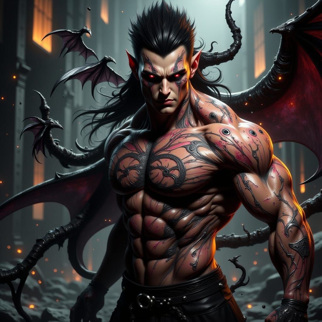 Eldritch Fae Warrior in Dark, Macabre Regalia - AI Art