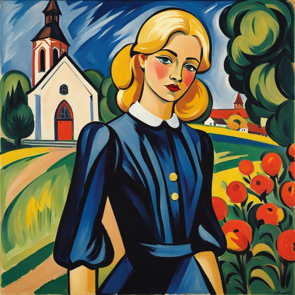 Girl near the church - AI Generated Artwork - NightCafe Creator