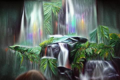 Waterfall in a rainforest holographic hyperrealism - AI Generated ...